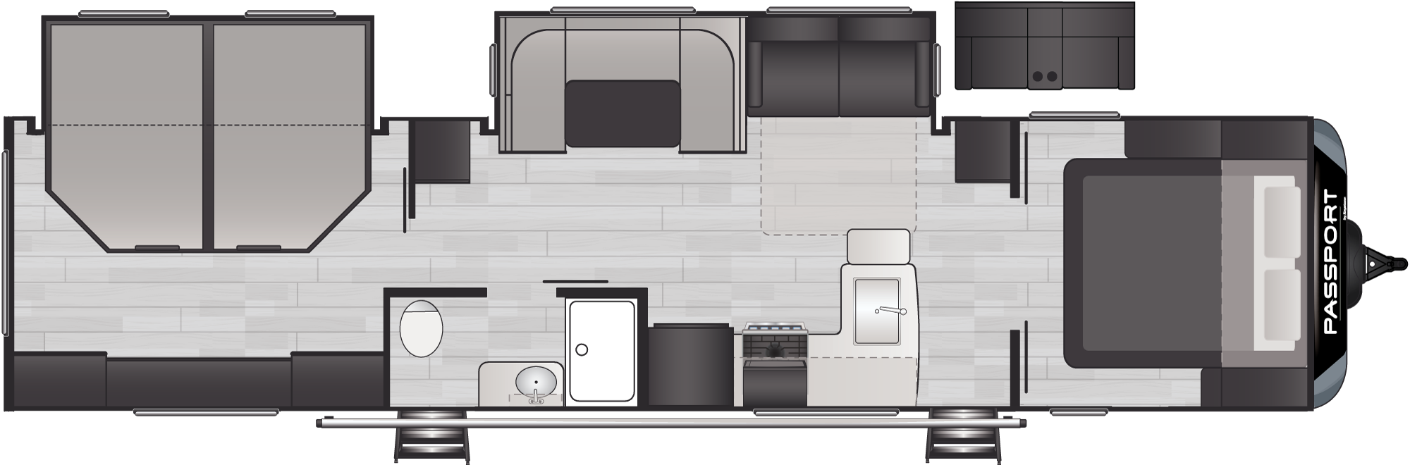 Passport Super Lite Comfort Travel Trailers - Model 3401QD Floorplan ...