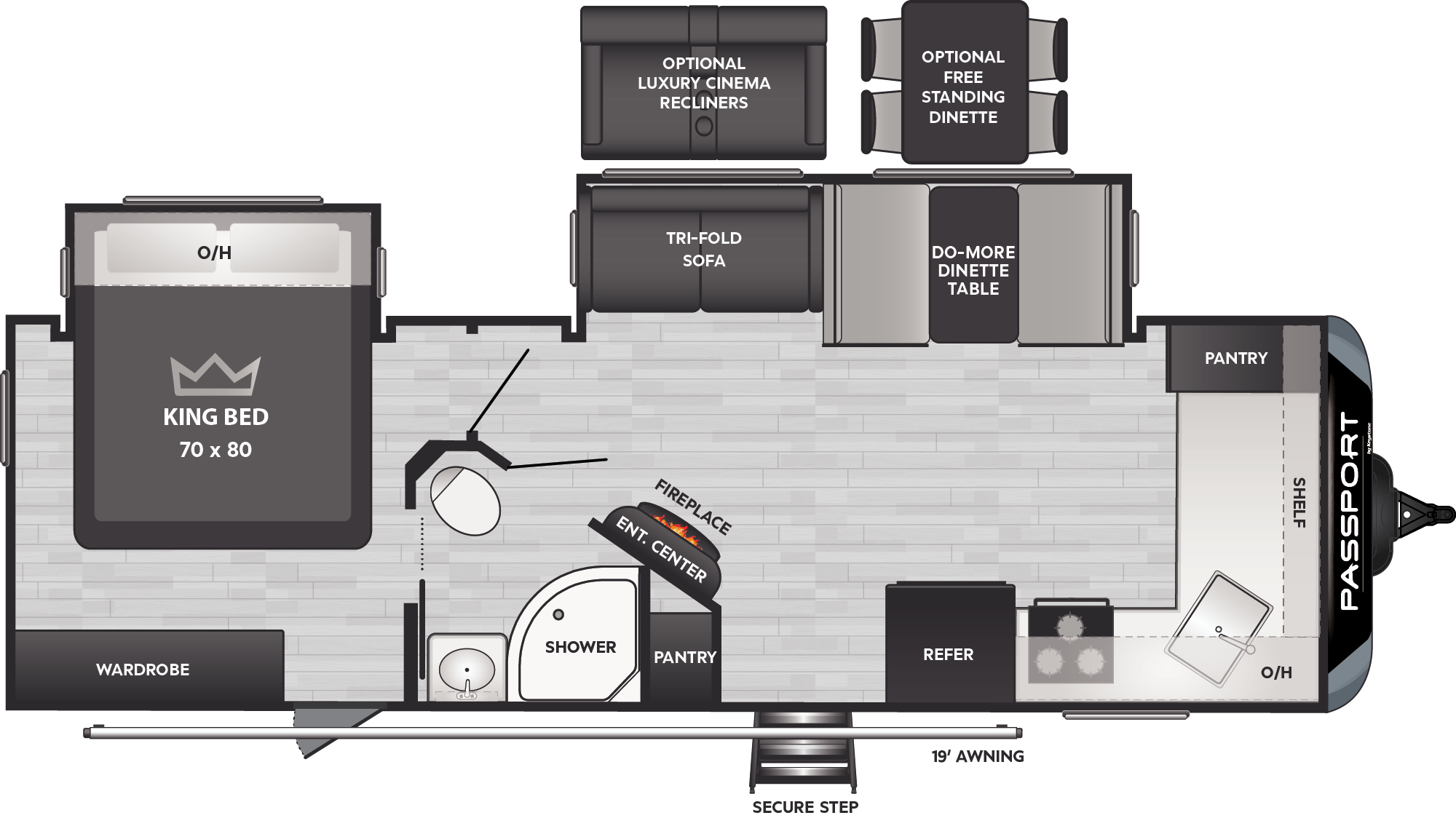 Passport Comfort Travel Trailers - Model 2600FK Floorplan - Keystone RV