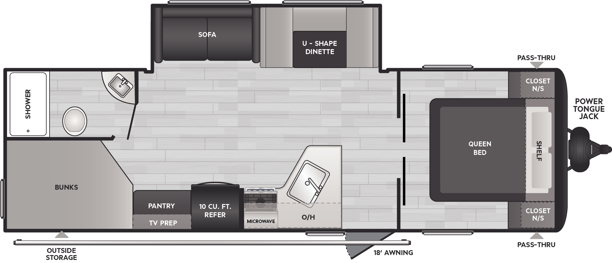 Hideout Sport Double Comfort Travel Trailers - Model 269DB Floorplan - Keystone RV