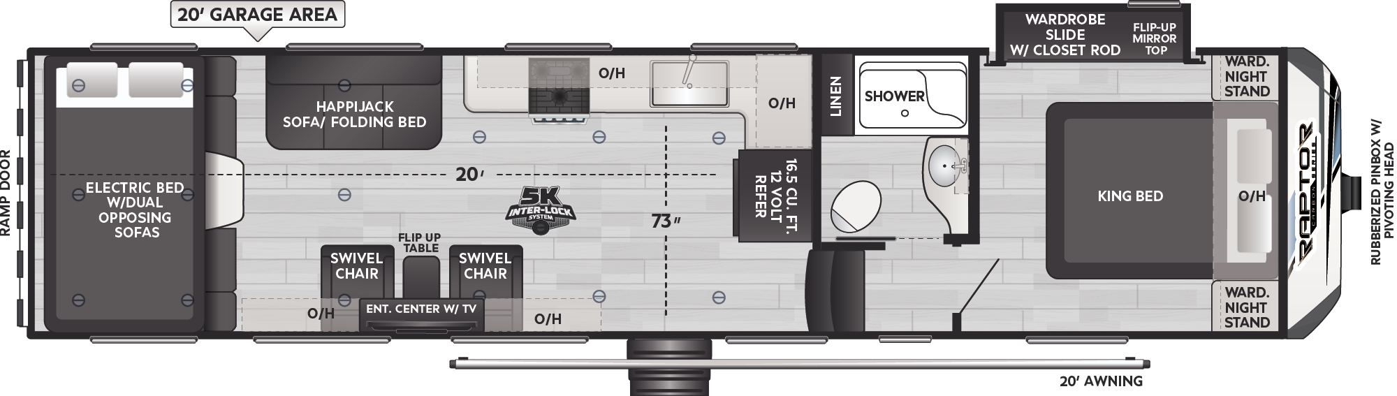 Carbon Toy Hauler Fifth Wheels - Model 310 Floorplan - Keystone RV